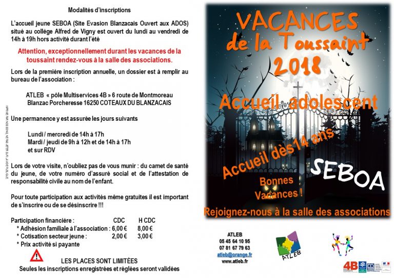 Programme vacances Toussaint 2018 Accueil Adolescent
