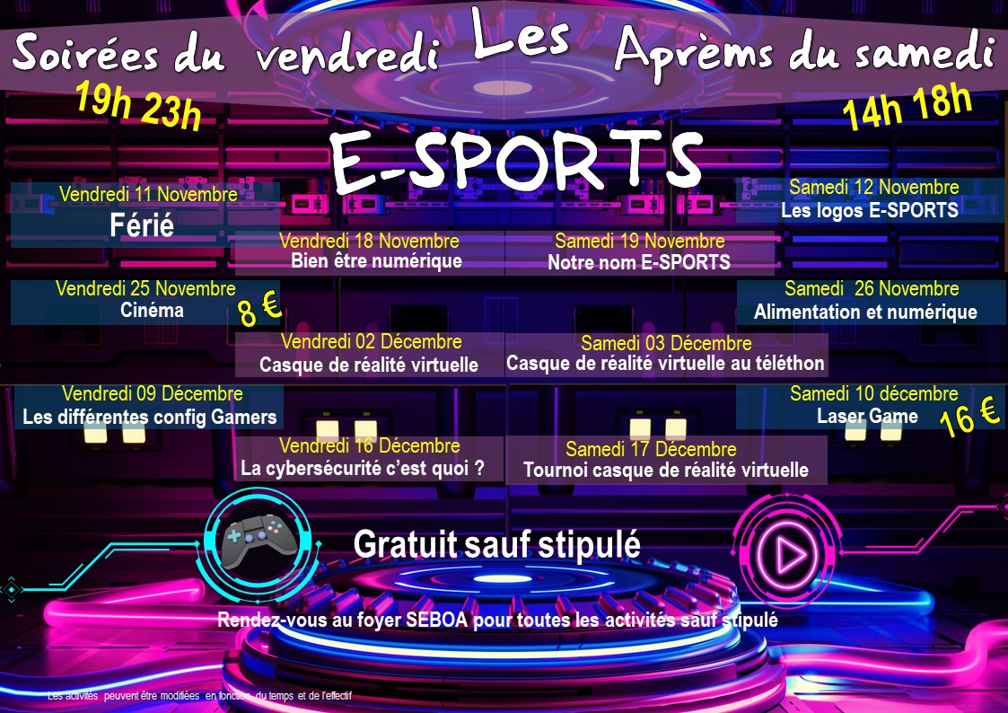 Programme accueil jeunes novembre et décembre 2022