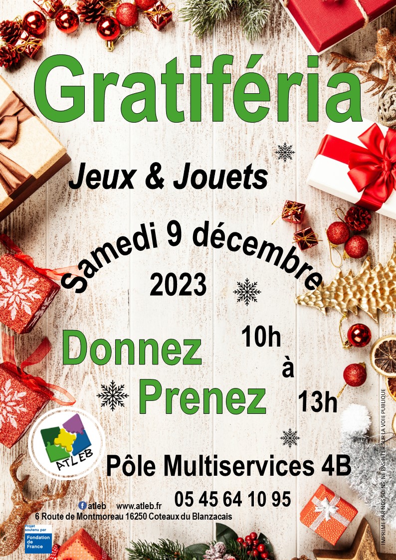 Gratiféria samedi 9 décembre 2023