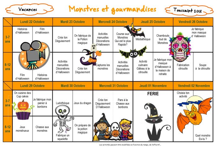 vacances Toussaint 2018