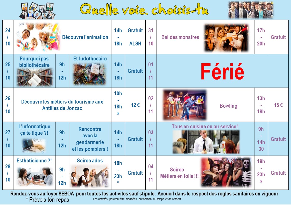 Programme Accueil Jeunes Toussaint 2022